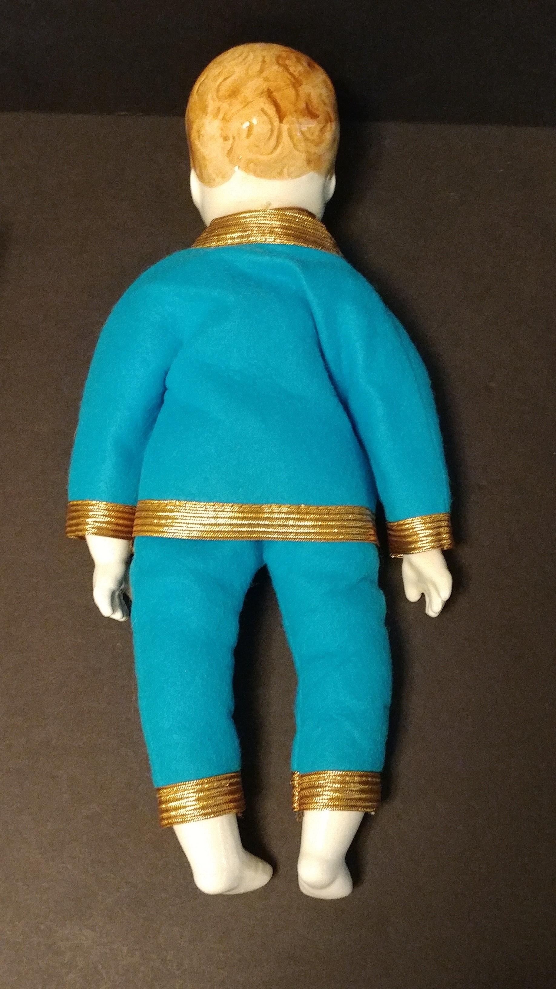 SHACKMAN Boy Doll Porcelain Shoulder head with Blue Outfit Gold trim | eBay